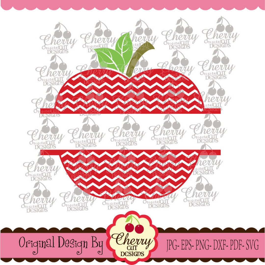 Back to School Apple Svg,split Chevron Apple Svg Silhouette & Cricut ...