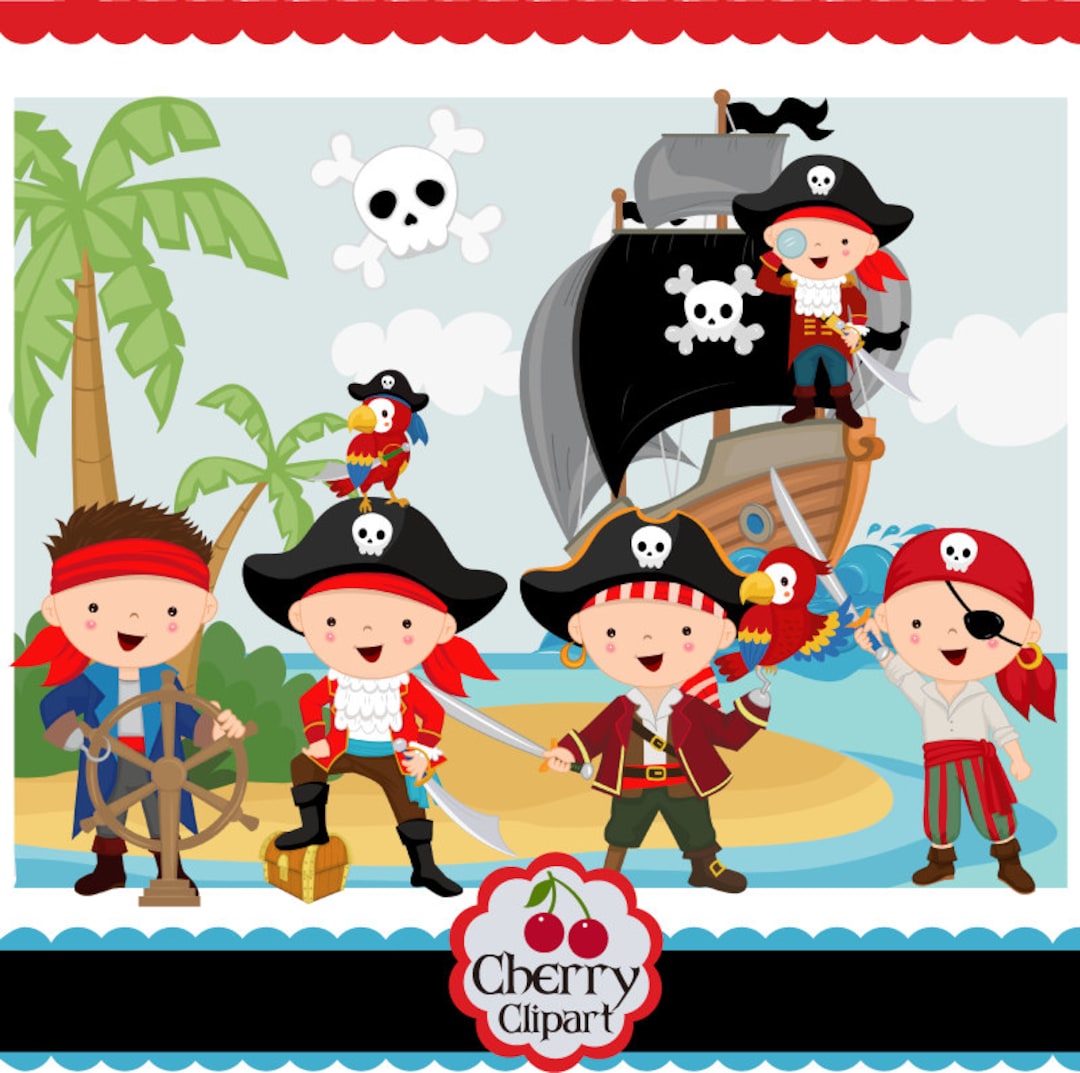 Pirate Elements_children Pirates for Boys Digital Clip Art Set-personal ...
