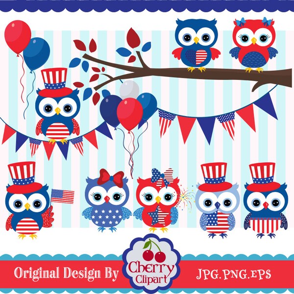 4th of July Owl - Etsy