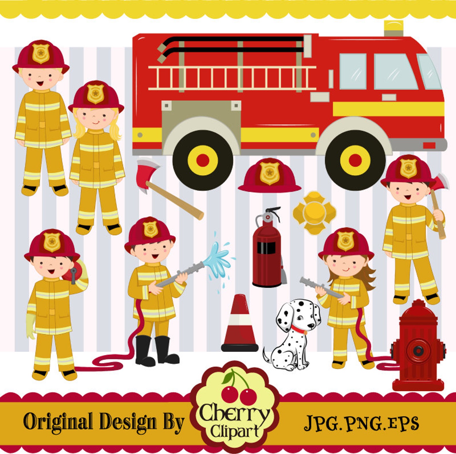 Firefighter Kids Firefighter Design Elements personal and - Etsy