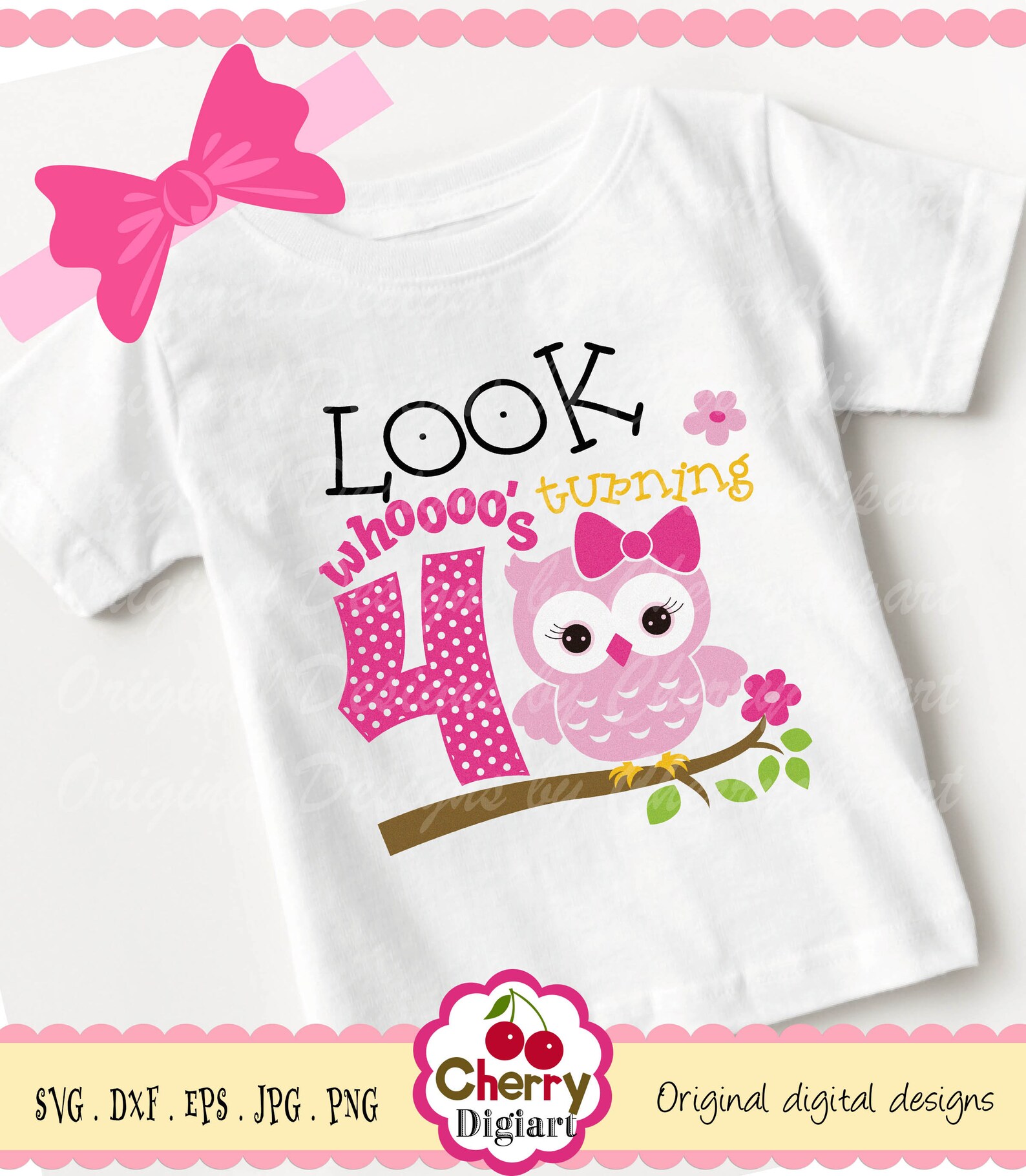 Look Whoooo's Turning 4 Svg Dxf My 4th Birthday Owl SVG | Etsy