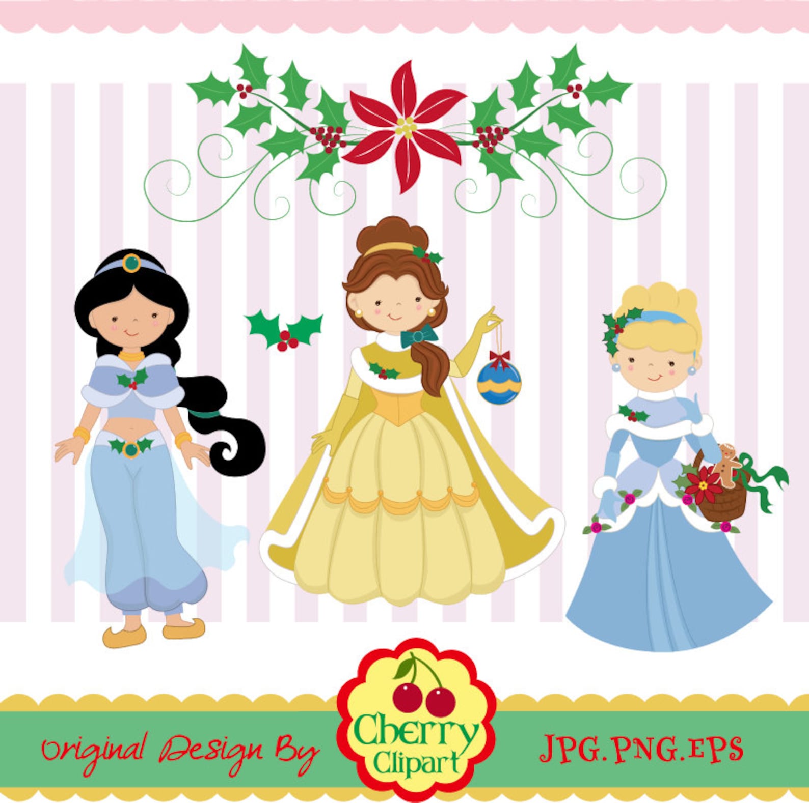 Holiday Princess Digital Clip Art Set-christmas Digital - Etsy