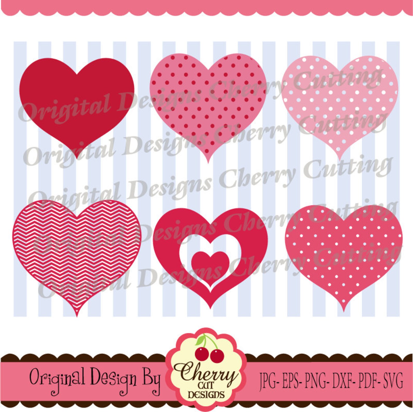 Hears SVG Dxf Eps Hearts and Hearts Digital Papersheart | Etsy