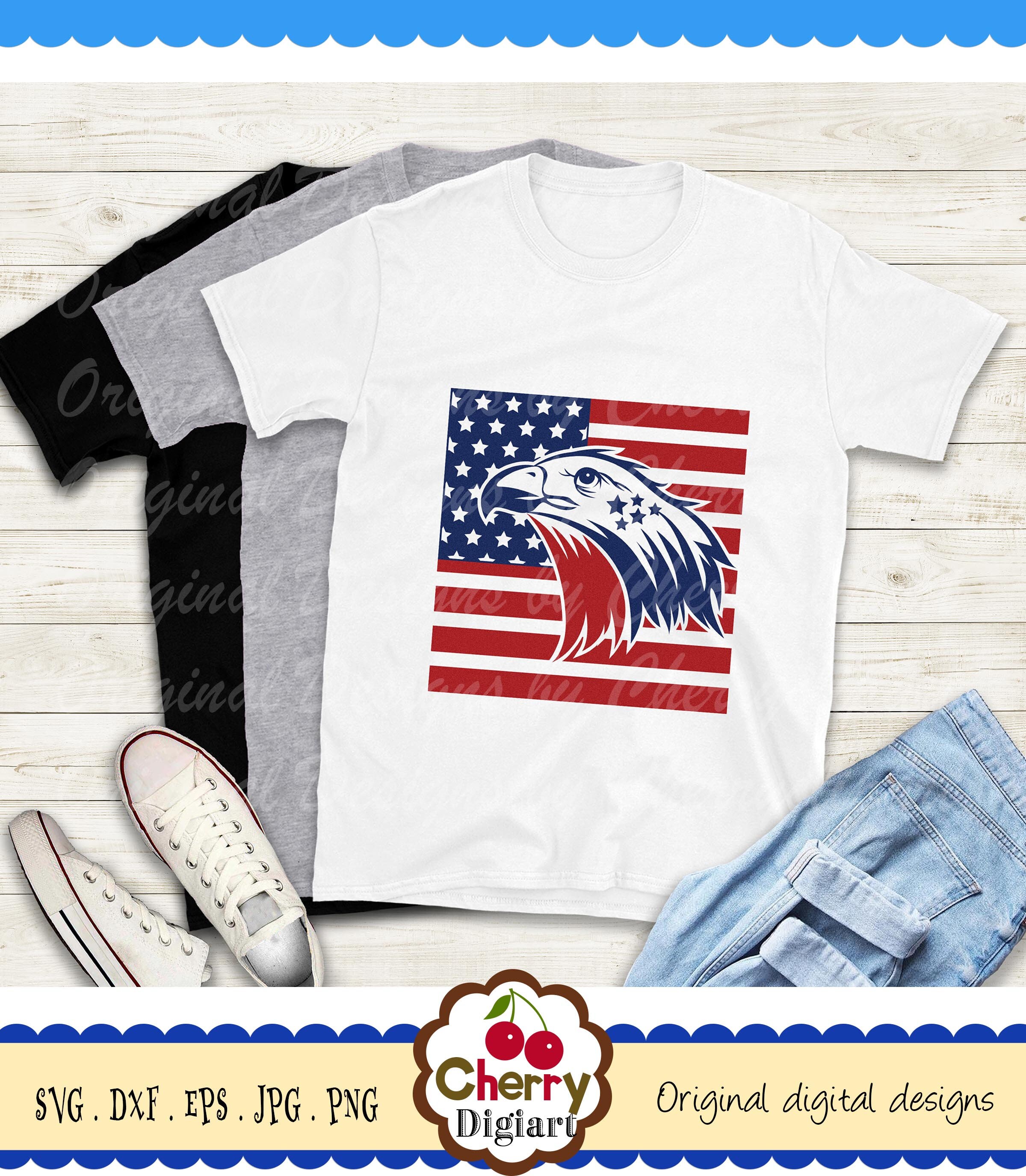 4th of July Eagle patriotic svg USA Eagle svg American flag | Etsy