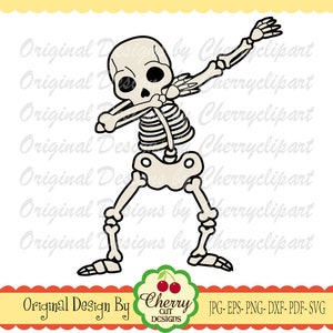 Halloween Skeleton SVG, Dabbing Skeleton SVG Silhouette & Cricut Cut ...