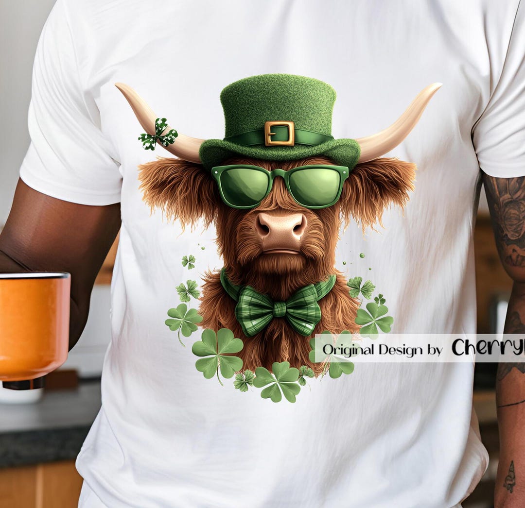 Highland Cow St. Patrick's Day Png - Irish Lucky Retro Clipart, Lucky ...
