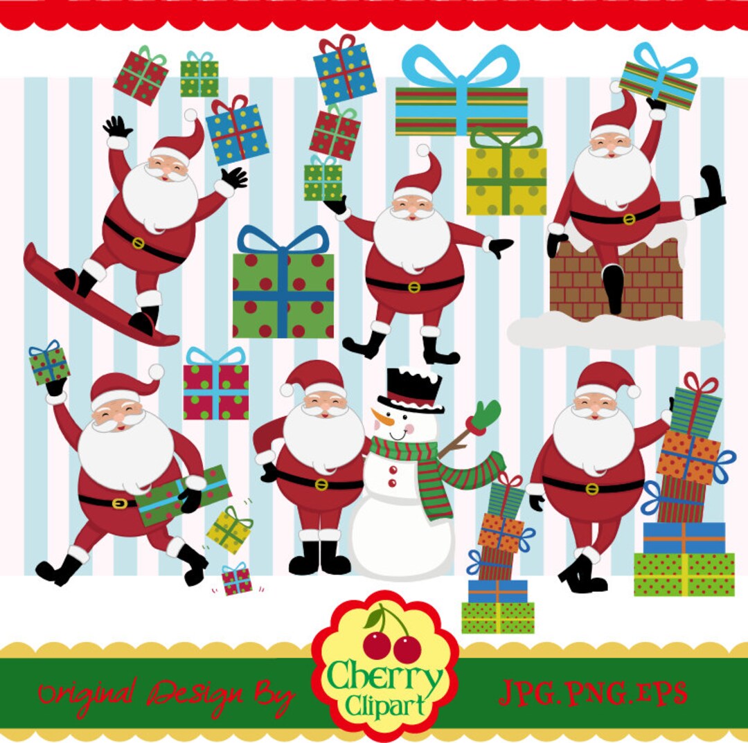 Santa Claus Digital Clip Art Set,christmas Digital Clip Art ,santa Clip ...