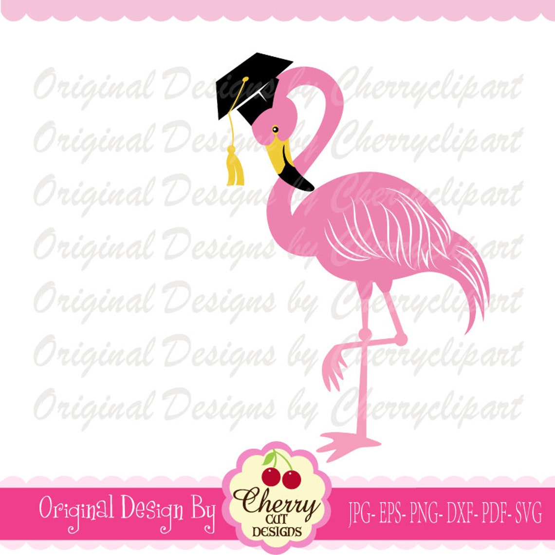 Flamingo SVG DXF Graduation Cap Flamingo Svg Silhouette & - Etsy