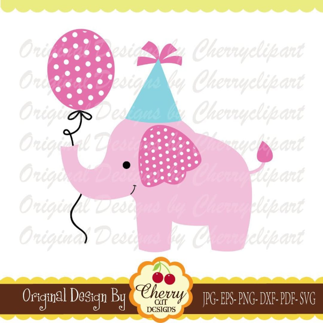 Elephant SVG DXF, Baby Elephant With Balloon SVG Silhouette & Circut ...