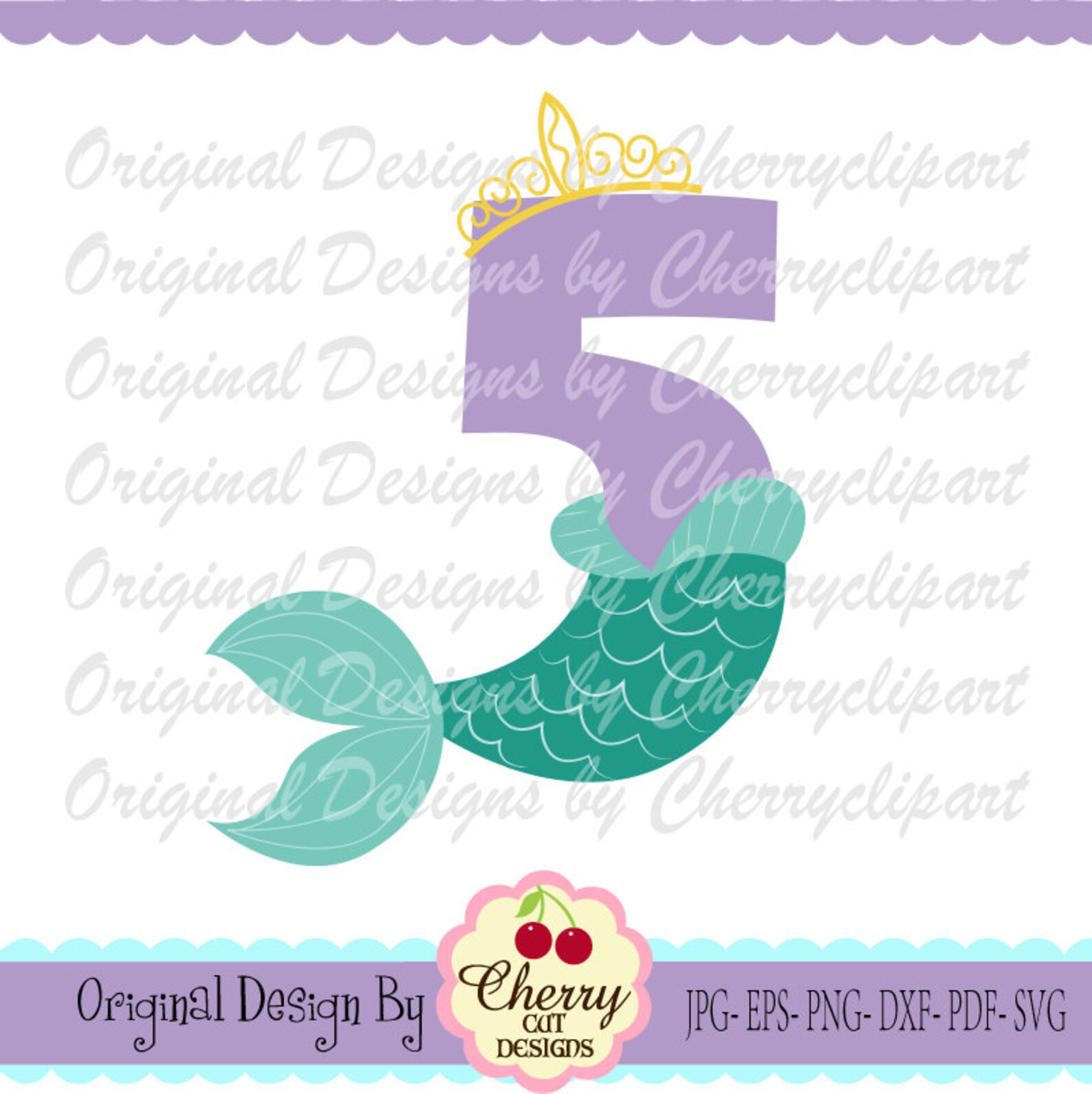 Mermaid Tail Number 5 SVG Dxf mermaid SVG Silhouette and | Etsy