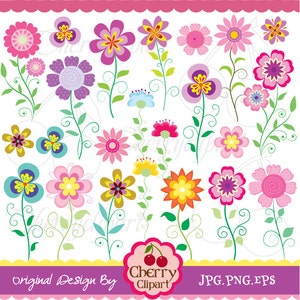Vintage Flowers Digital Clipart Set for -personal and Commercial Use ...