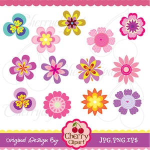 Vintage Flowers Digital Clipart Set for -personal and Commercial Use ...