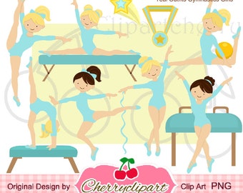 Pink Gymnastics Girls Digital Clipart Set For-personal and | Etsy UK