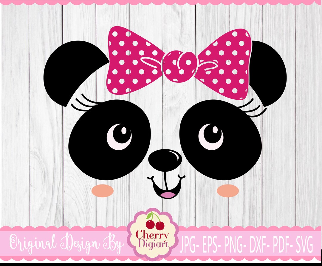 Panda Face With Bow Svg Png Jpg, Panda Girl Svg Png Jpg for Vinyl ...
