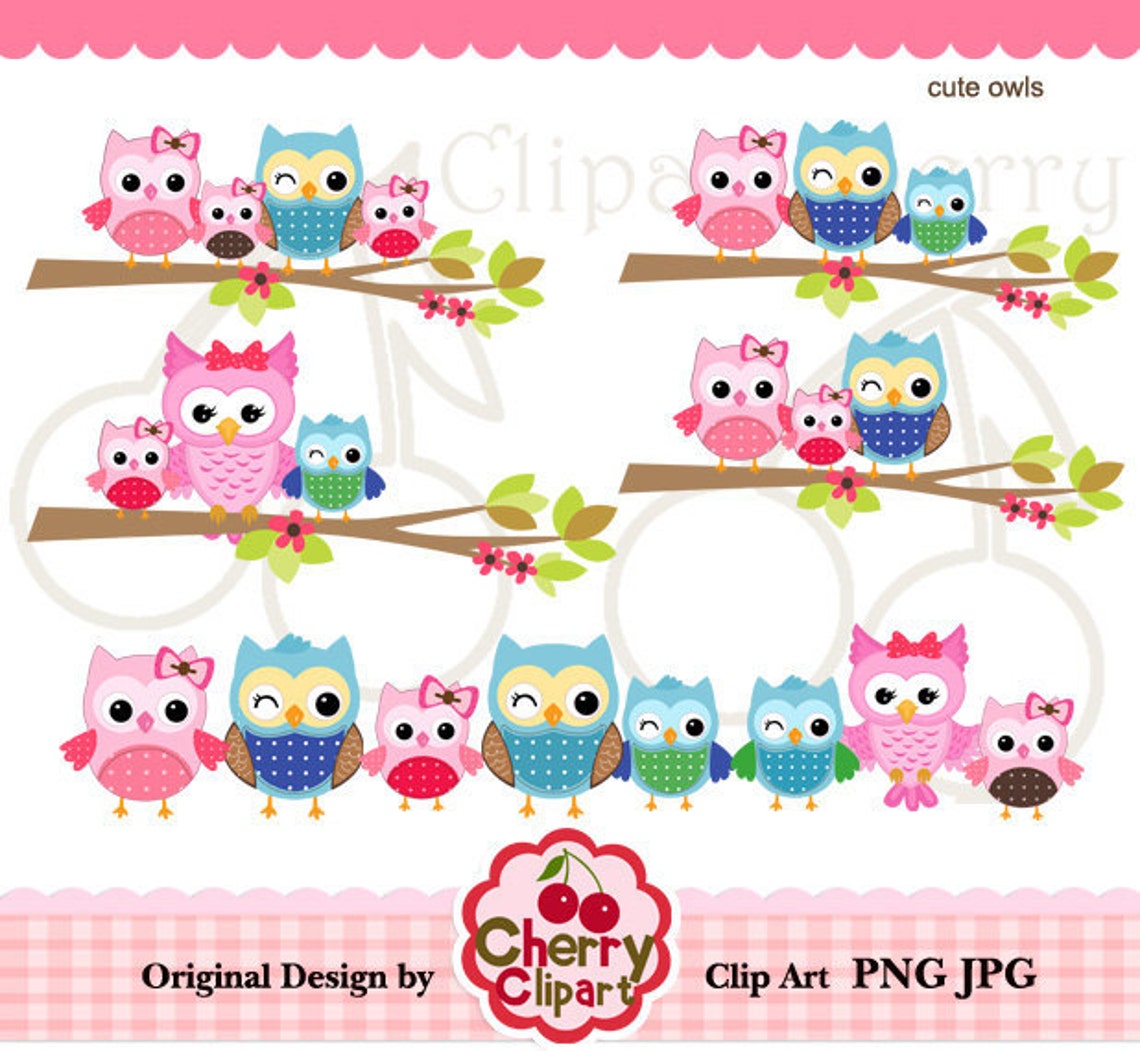 Happy Family Owls Digital Clipart Set For-personal and - Etsy