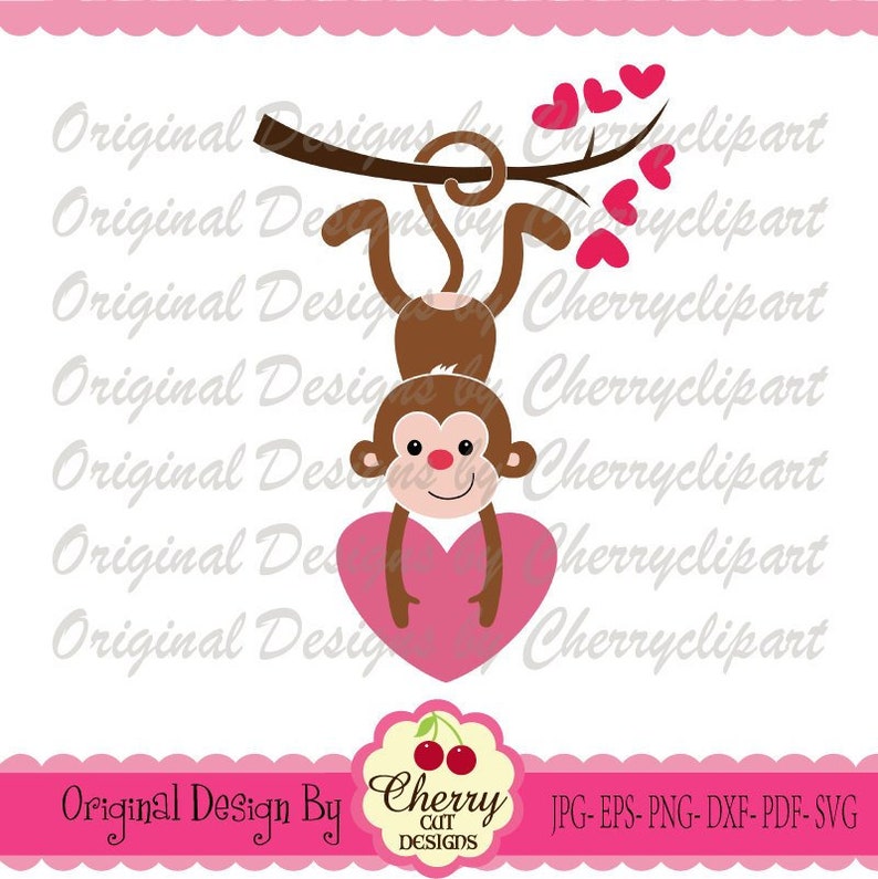 Monkey SVG DXF Valentines' Day Monkey With Heart SVG - Etsy