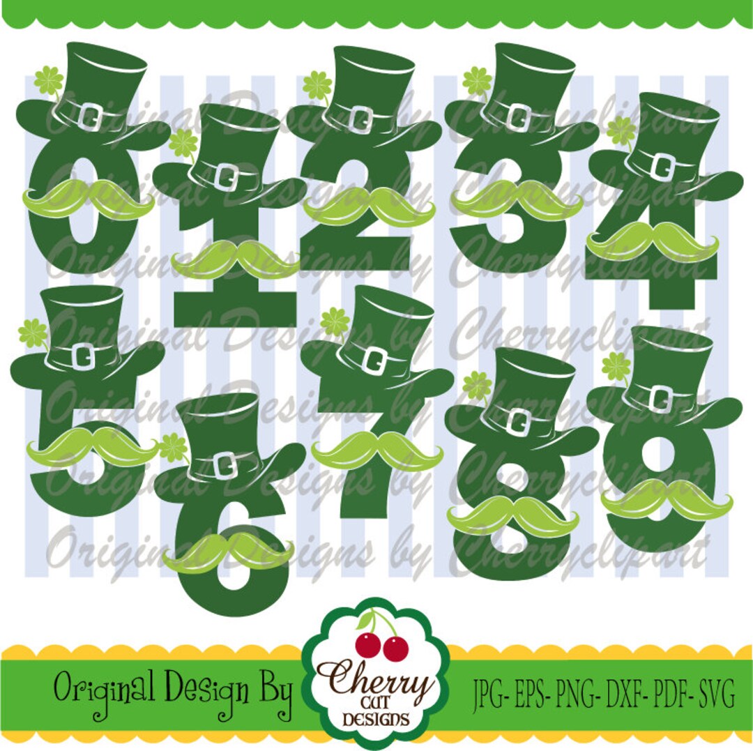 St.patrick's Day Numbers Bundle SVG DXF, Birthday Numbers 0-9 ...