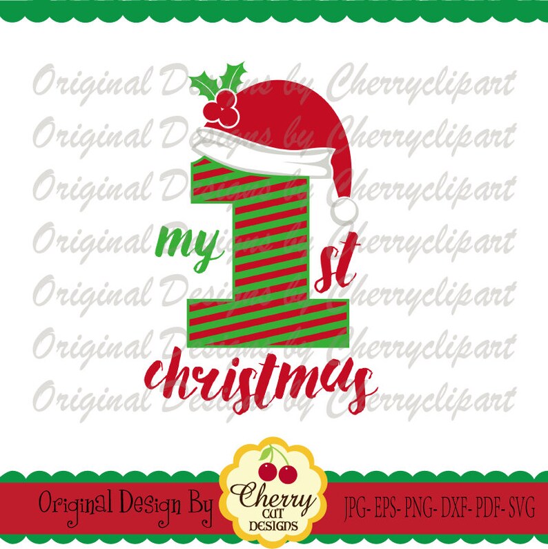 My 1st Christmas Santa Hat Number 1 SVG DXF Christmas Reindeer - Etsy