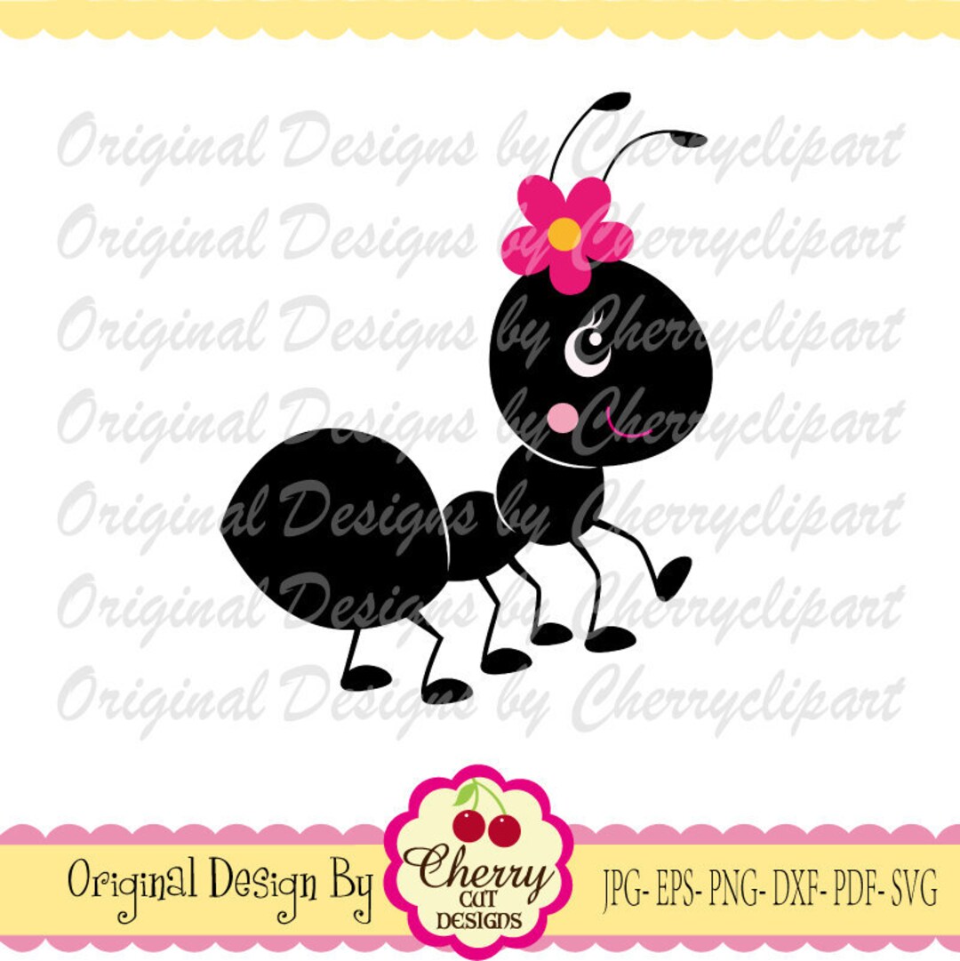 Svg,dxf,ant With Flower SVG, Spring Critters Insects Svg Silhouette ...