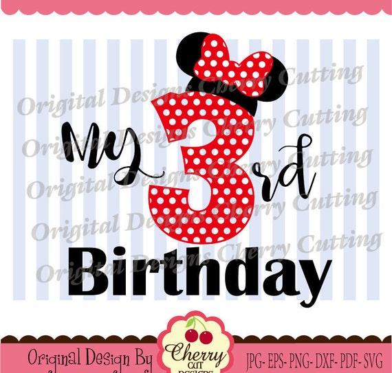 My 3rd Birthday SVG DXF Designbirthday Number 3 With Mouse | Etsy