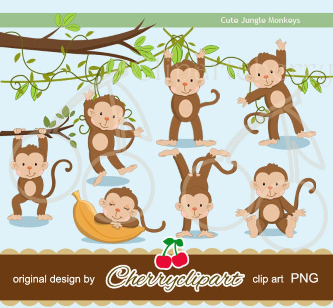 Cute Jungle Monkeys Digital Clipart For-personal and - Etsy