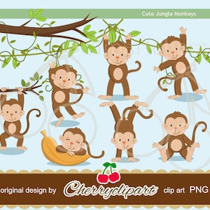 Cute Jungle Monkeys Digital Clipart For-personal and - Etsy