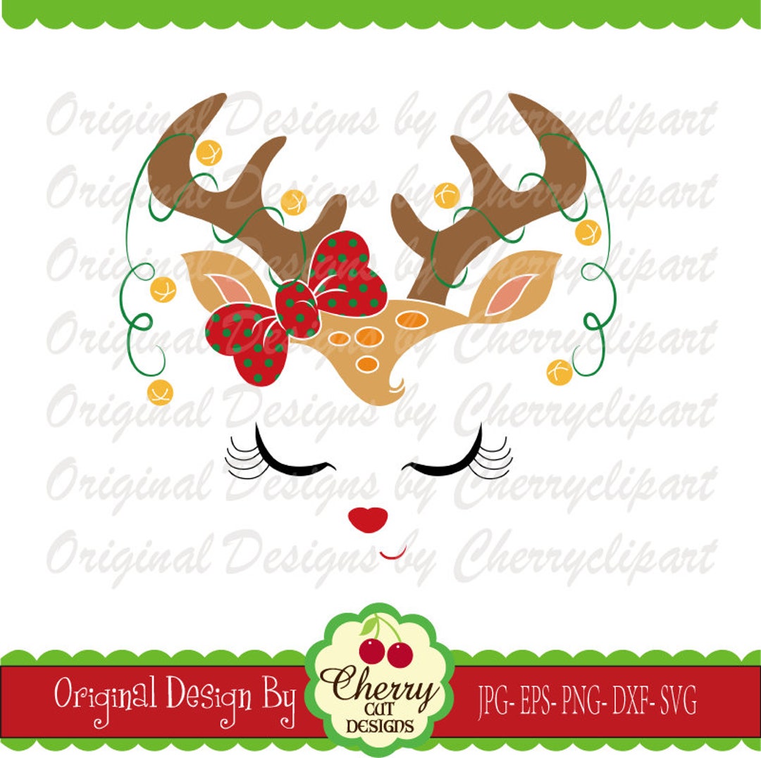 Reindeer Face SVG Dxf, Christmas Reindeer Girl Silhouette and Cricut ...