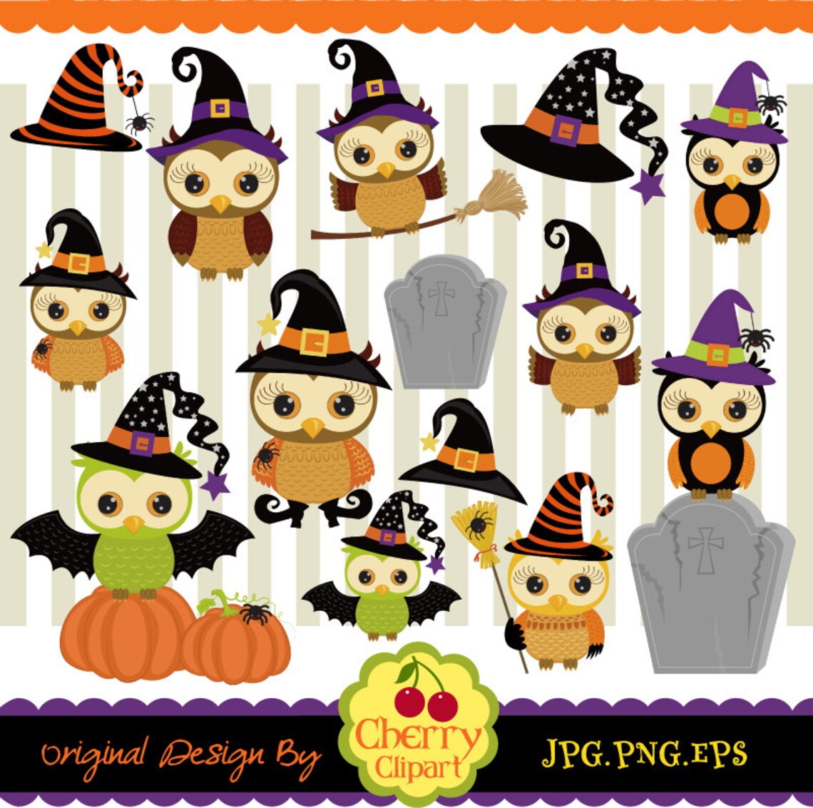 Halloween Owls Clip Art Set personal and Commercial Use-paper | Etsy