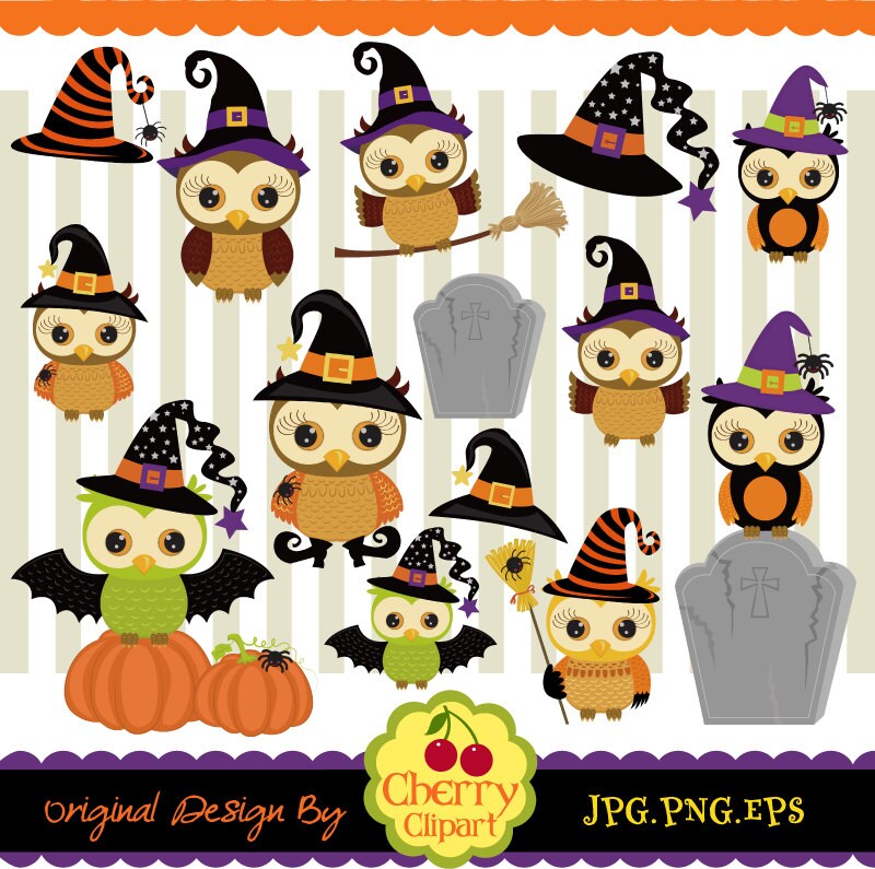 Halloween Owls Clip Art Set personal and Commercial Use-paper | Etsy