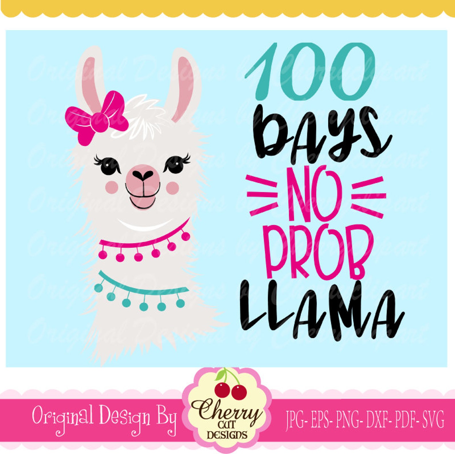Back to School SVG Llama Girl Svg 100 Days No Prob Llama - Etsy