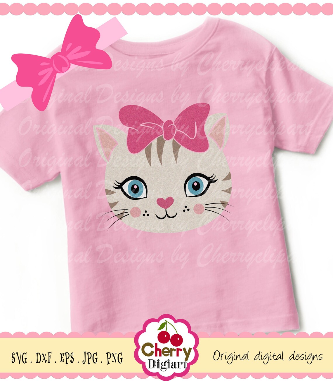 Svg Dxf Cat Face Svg Kitty Cat Svg Cat With Bow Svg Etsy
