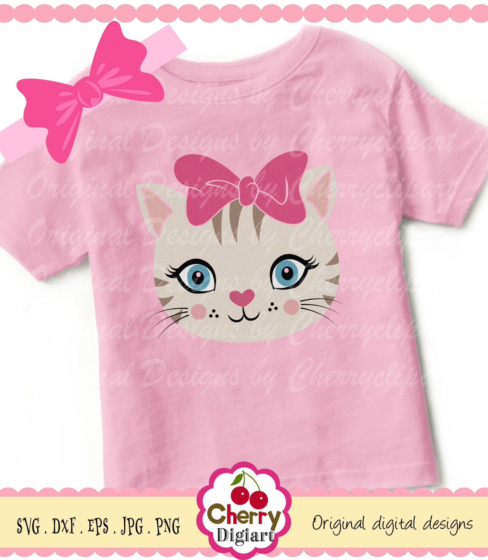 SVG DXF Cat Face SVG Kitty Cat Svg Cat With Bow Svg - Etsy
