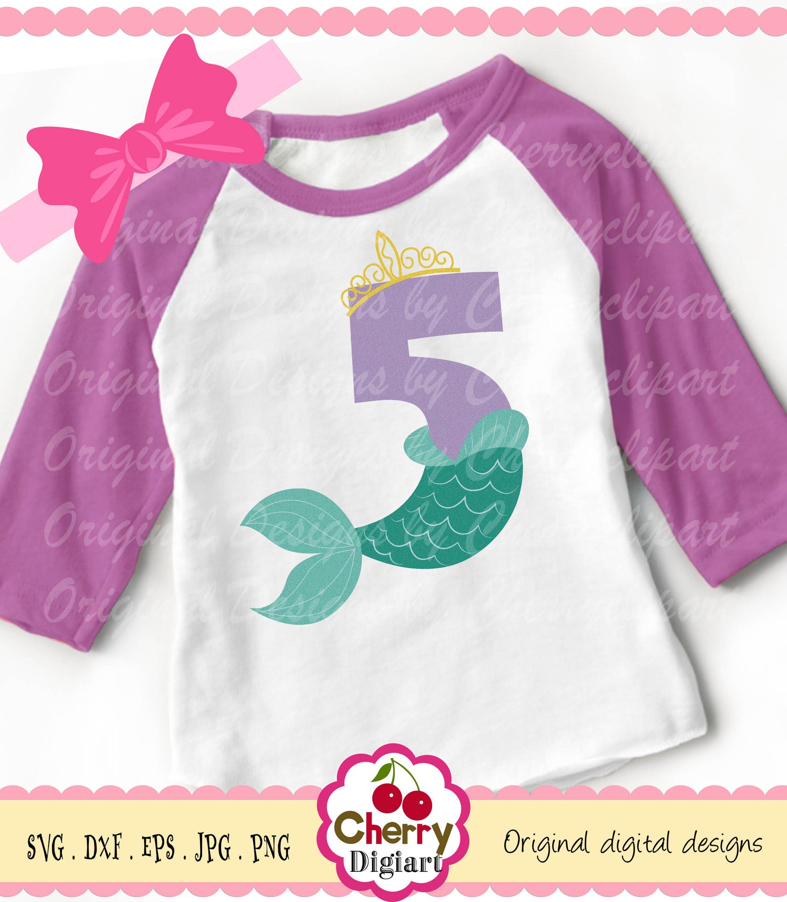 Mermaid Tail Number 5 SVG Dxf mermaid SVG Silhouette and | Etsy