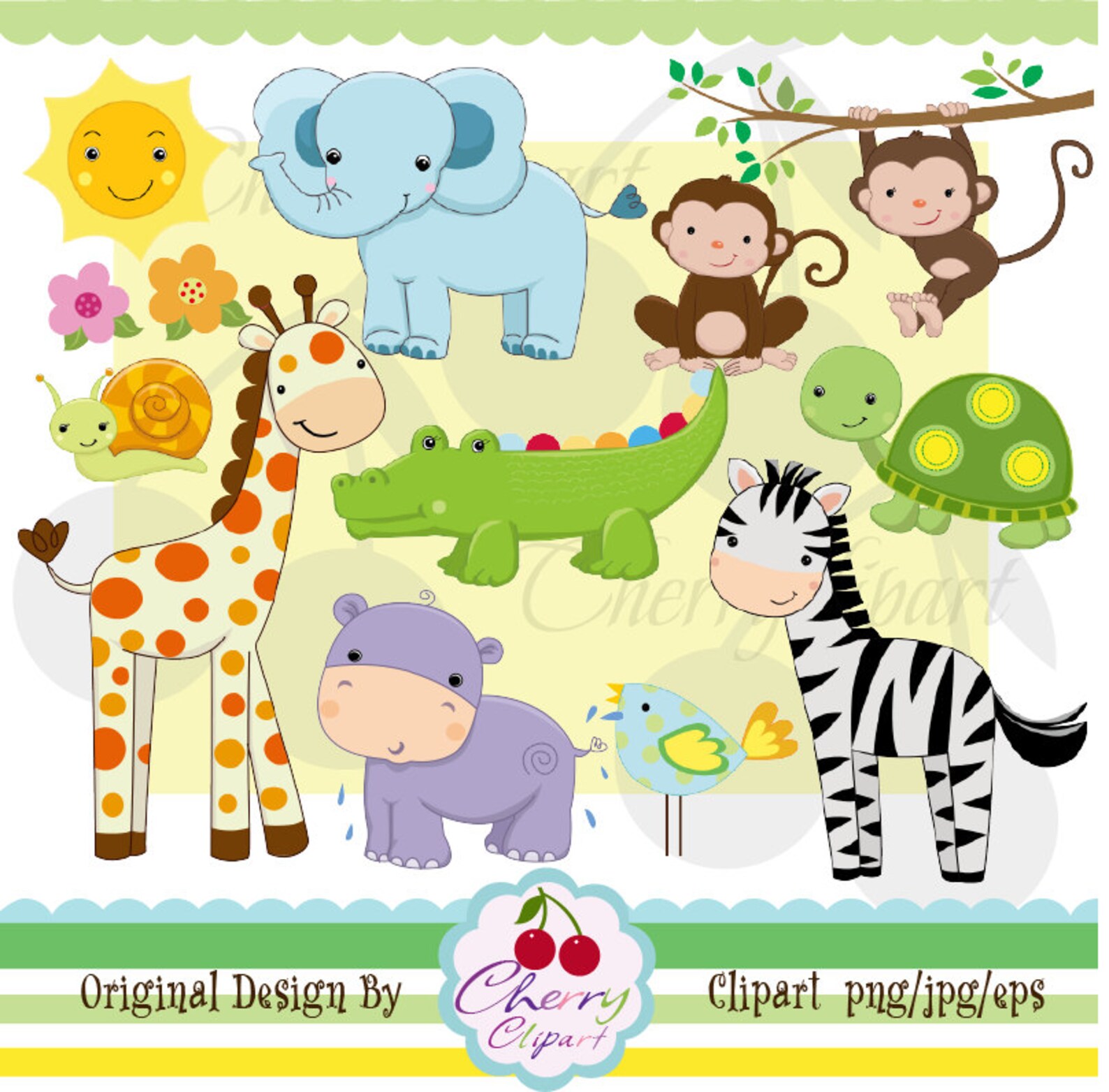 Jungle Animals Digital Clipart and Digital Papers Pack - Etsy