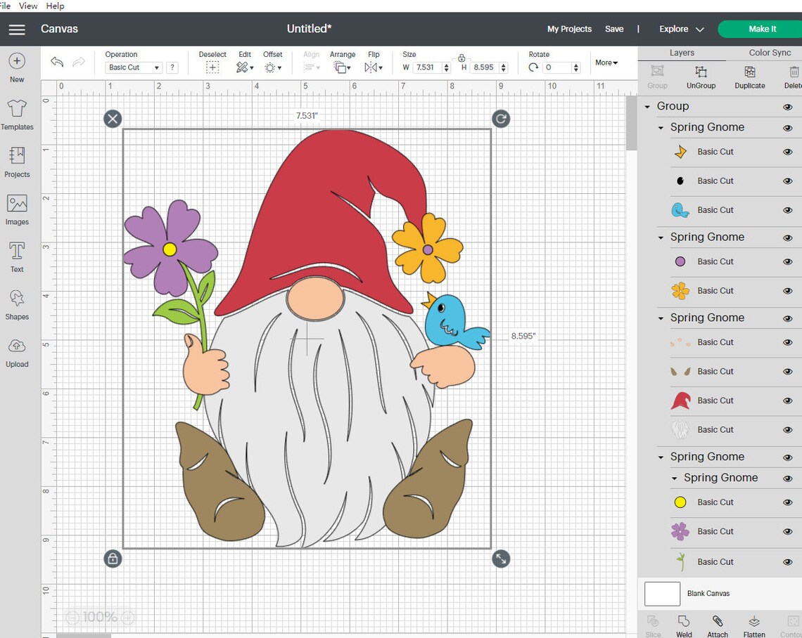 Spring Gnome Gnome With Flowers Svg Silhouette & Cricut Cut | Etsy