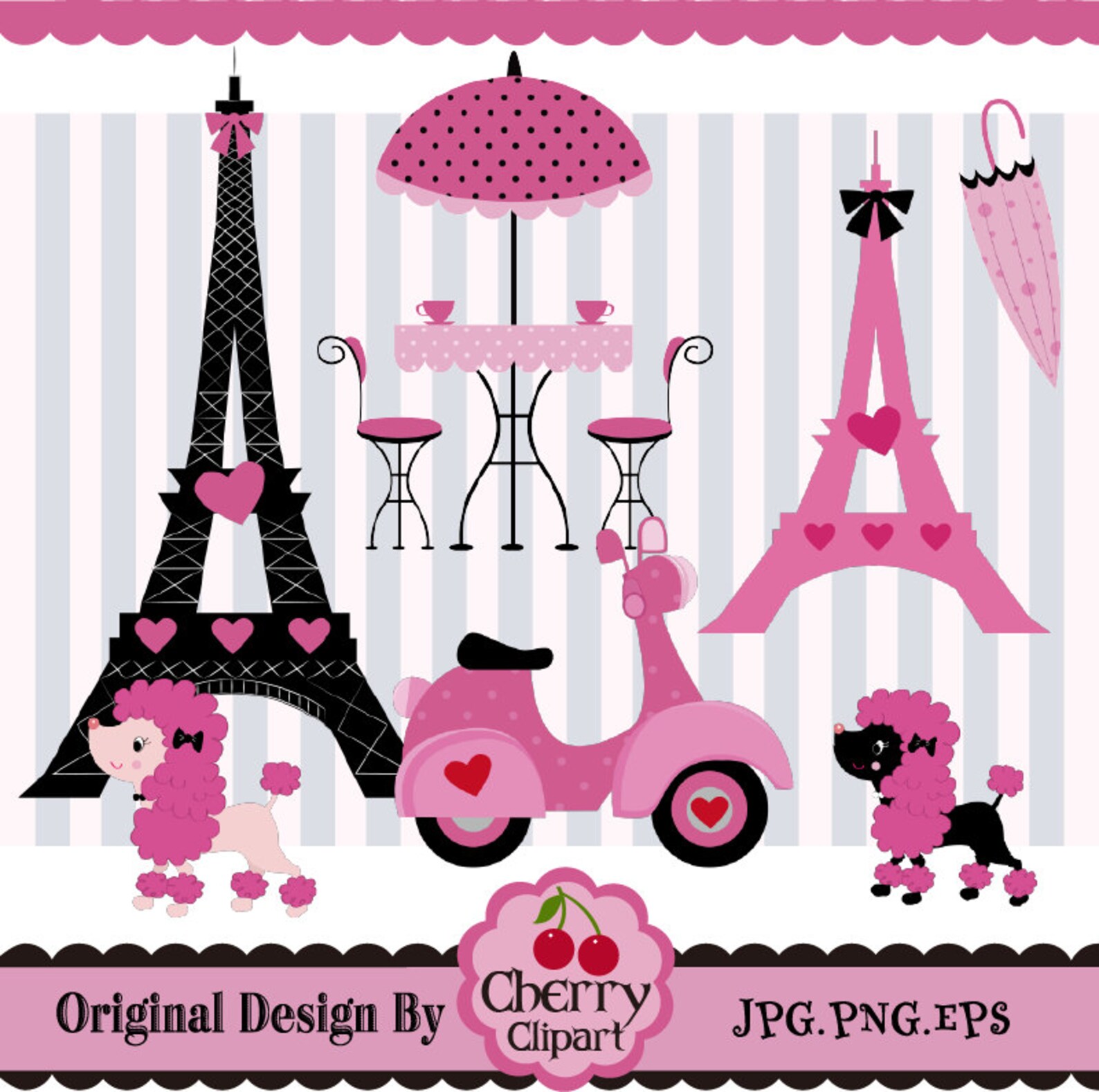 Paris Element Digital Clipart Set 2 Digital Matching Papers - Etsy