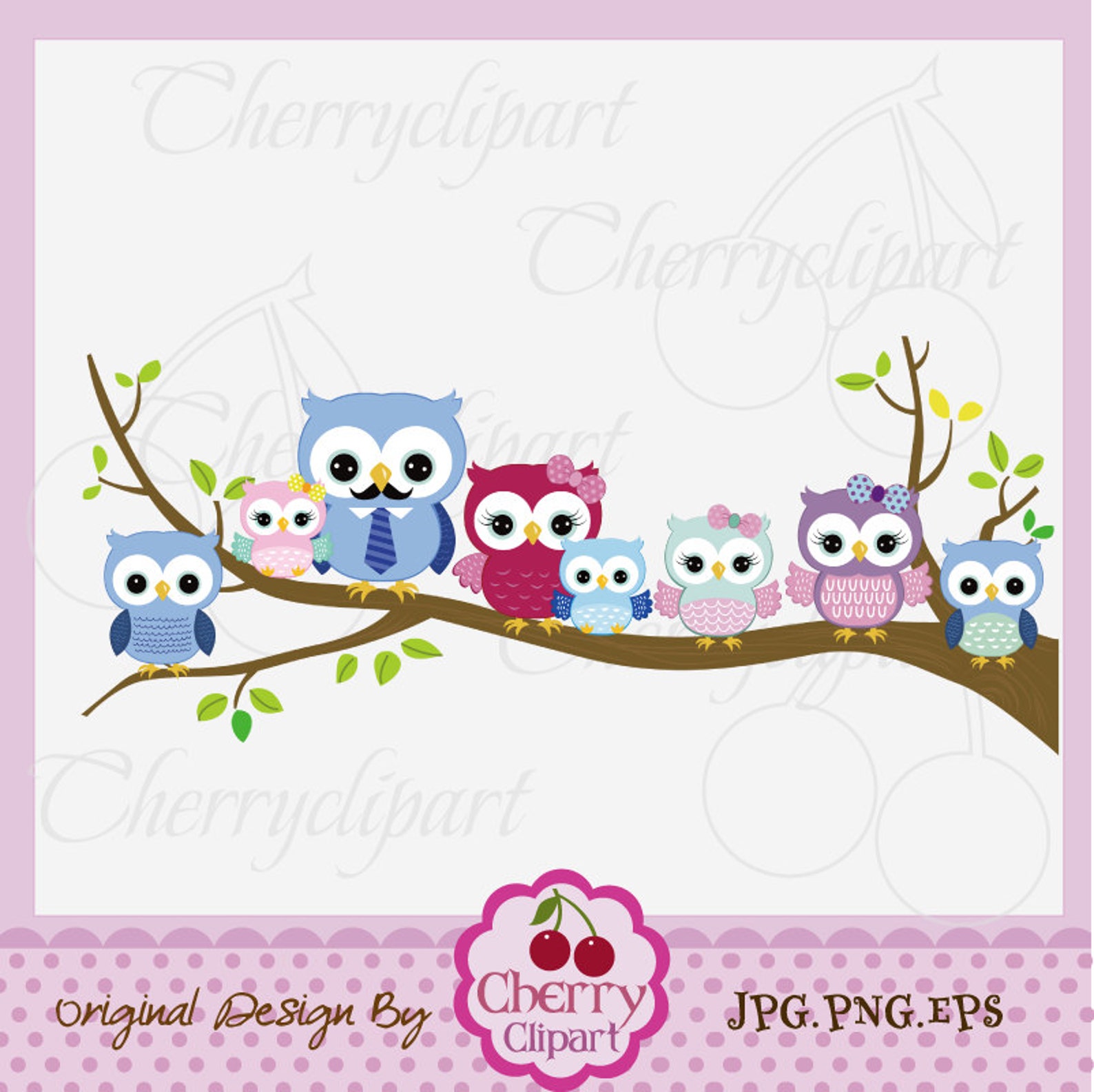 Happy Family Owls Setsweet Owlsowls Family Digital Clip Art - Etsy