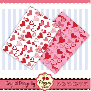 Hears SVG Dxf Eps, Hearts and Hearts Digital Papers,heart Silhouette ...