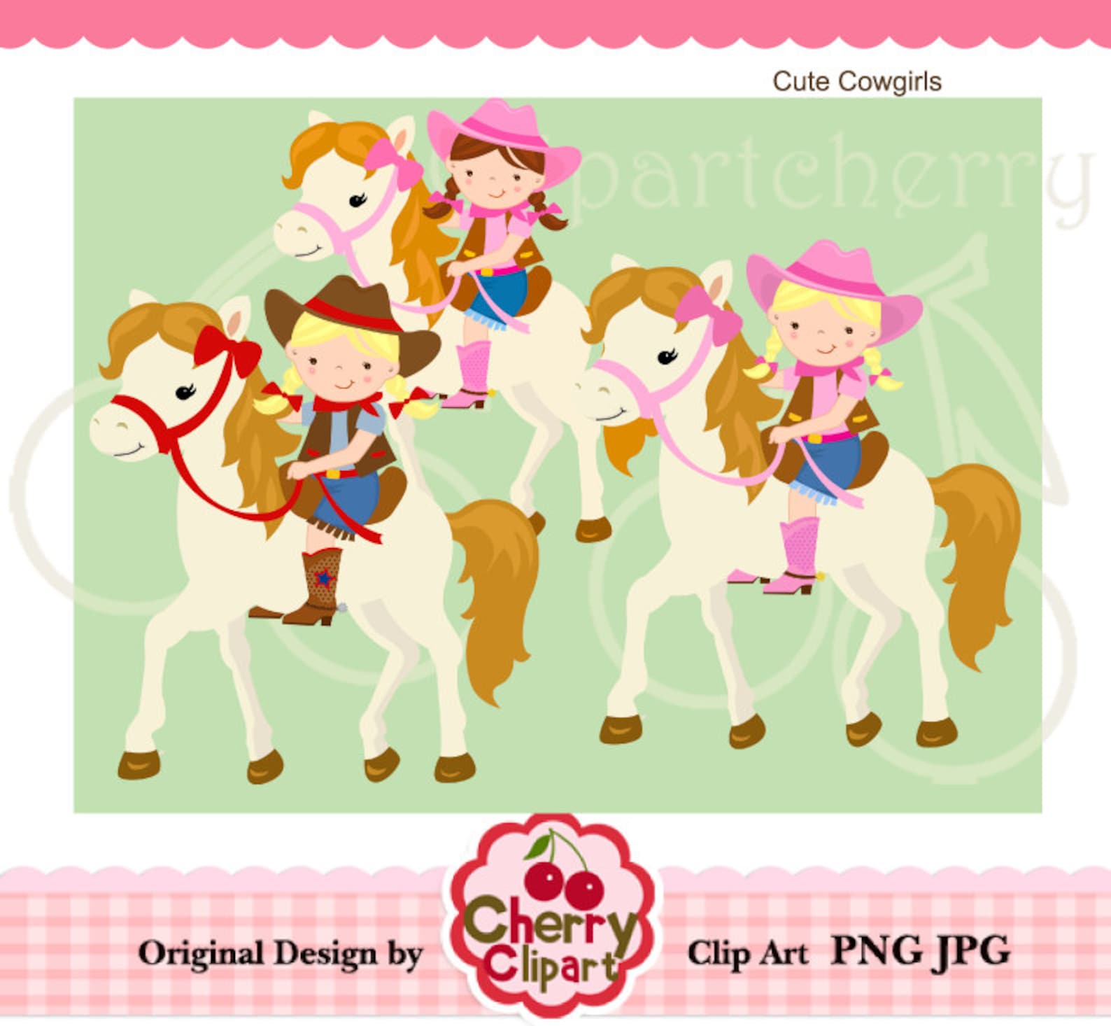 Cute Cowgirl Riding Cowgirl Digital Clip Art | Etsy