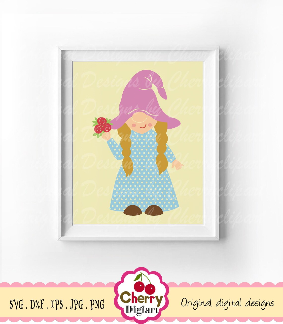 Spring Gnome Svg Girl Gnome Svg Gnome With Flowers Svg | Etsy