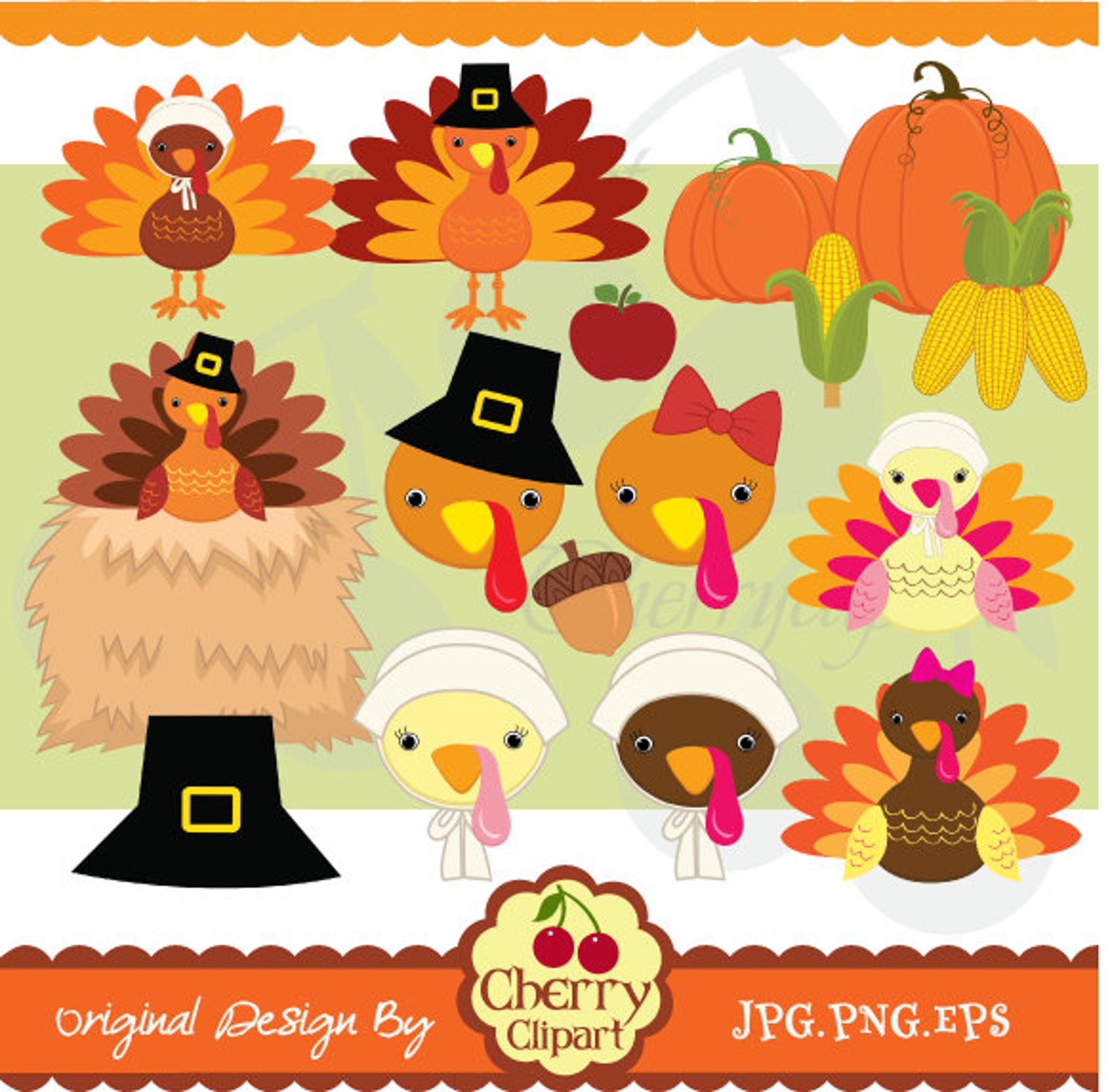 Thanksgiving Turkeys Digital Clip Art Set for personal and - Etsy