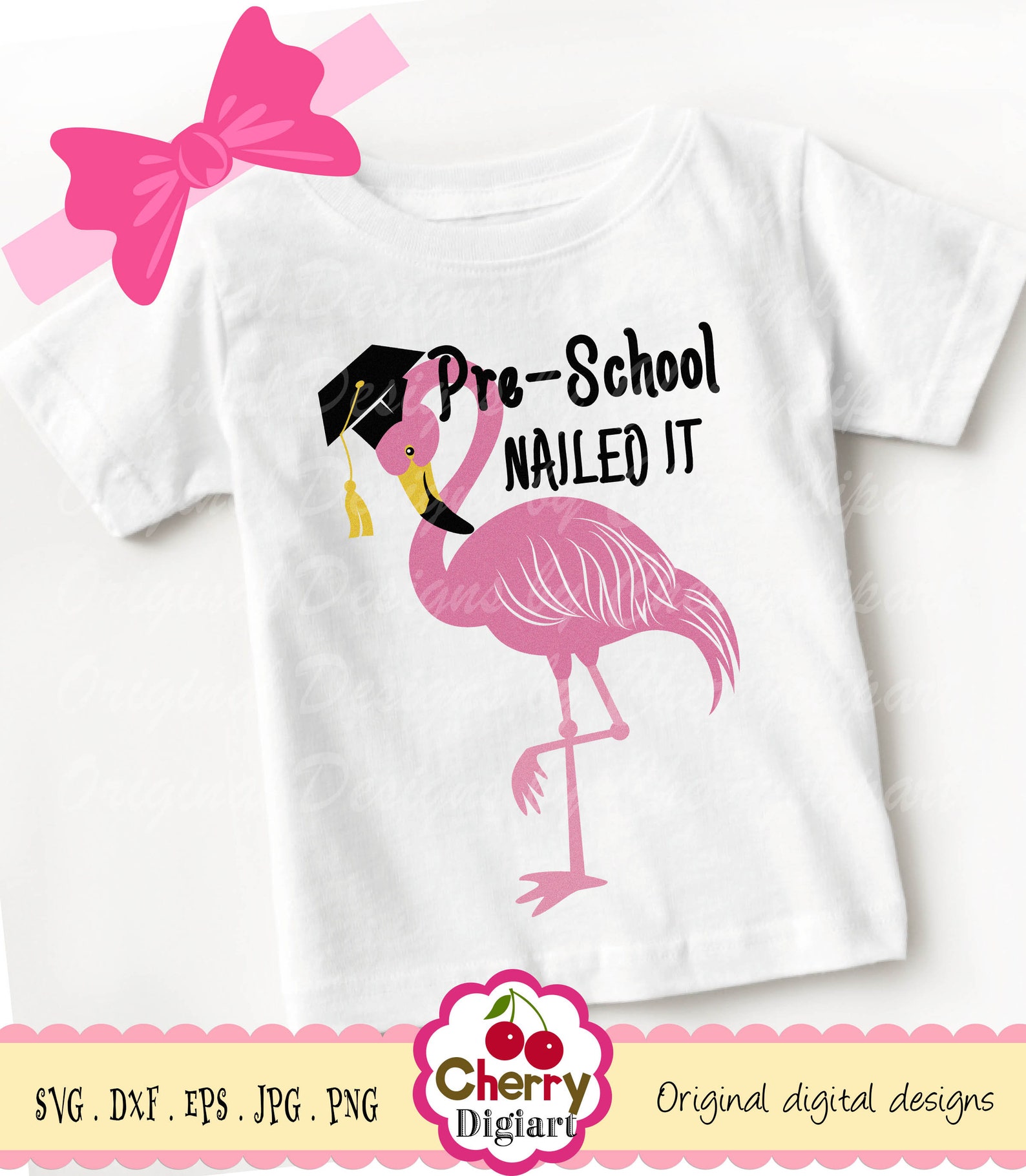 Flamingo SVG DXF Graduation Cap Flamingo Svg Silhouette & - Etsy