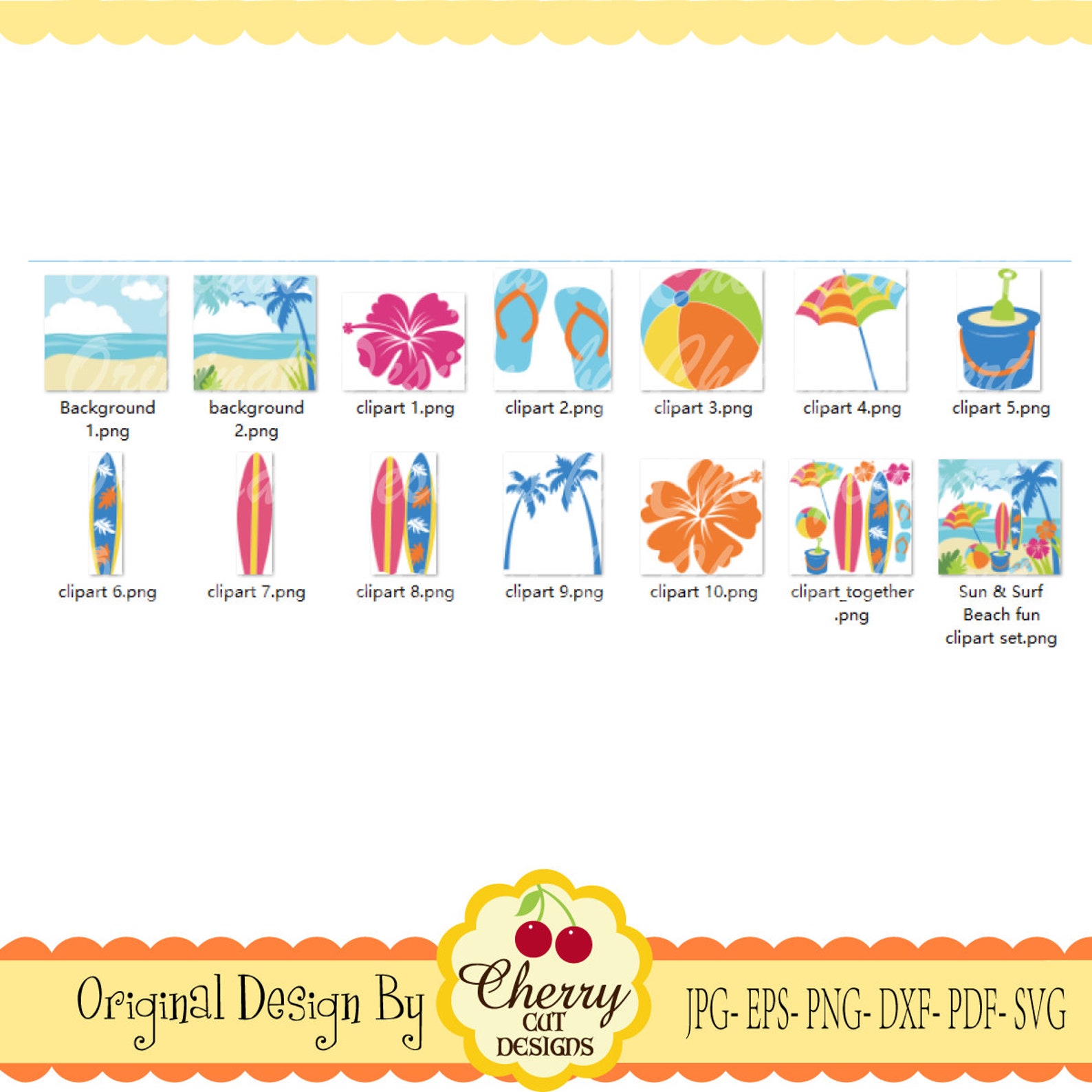 Sun and Surf Beach Fun Clip Art Svg Summer Beach Sand - Etsy