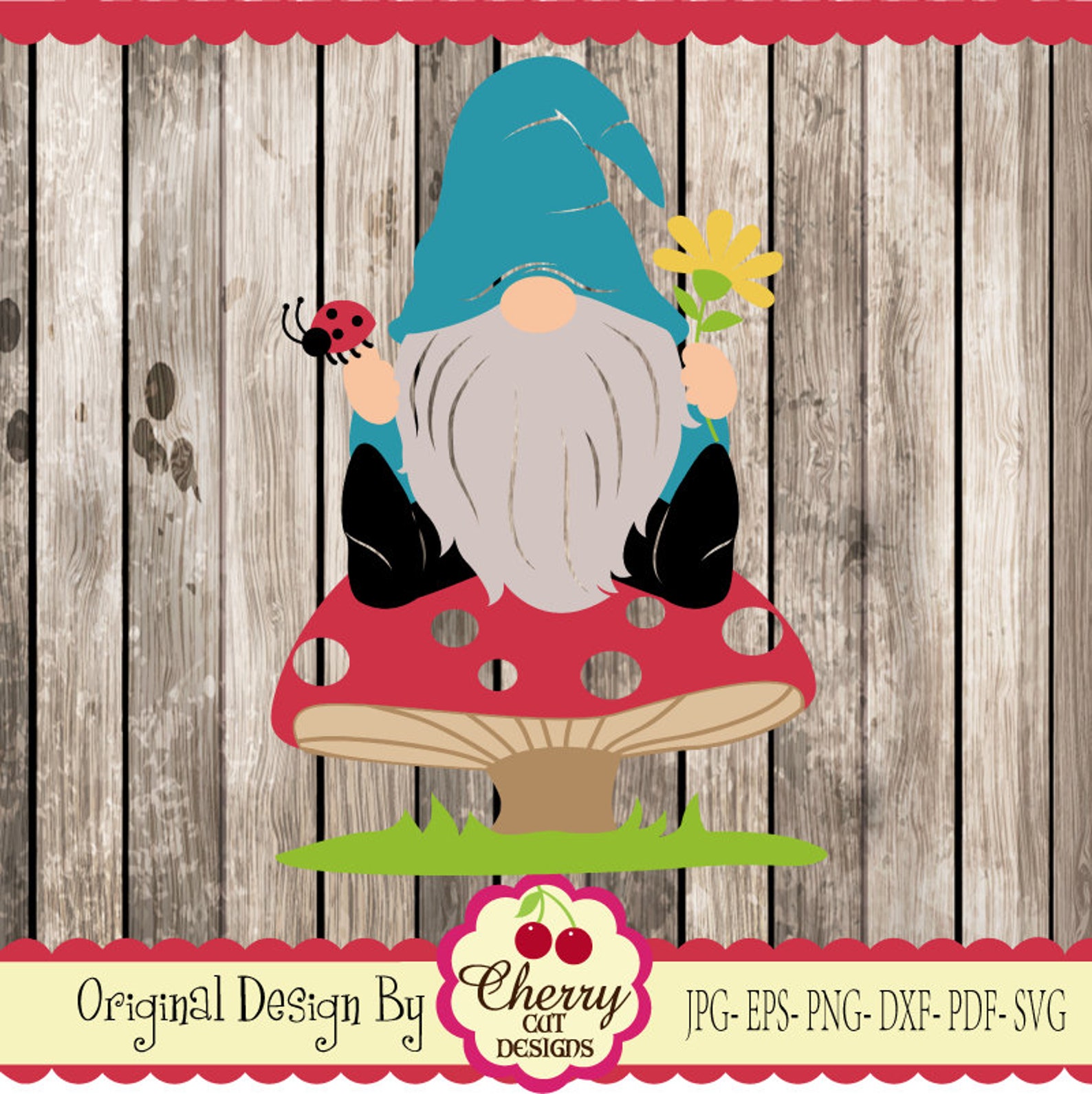 Spring Gnome Gnome on a Mushroom Svg Silhouette & Cricut Cut - Etsy