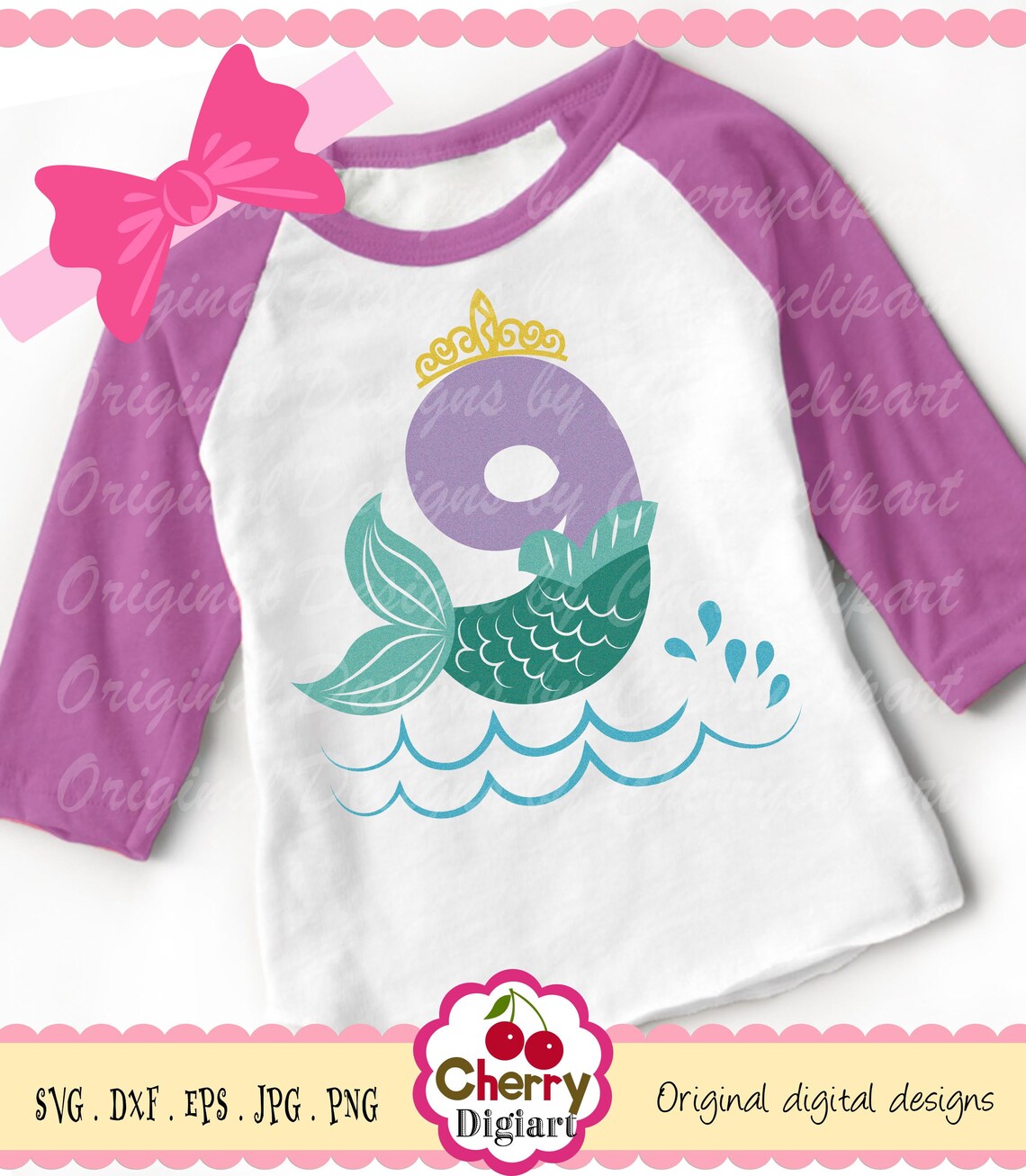 Mermaid Tail Number 9 SVG Dxf mermaid SVG Silhouette and - Etsy