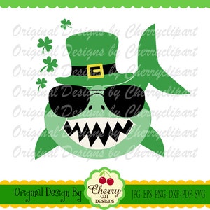 St. Patrick's Day Shark Svg, Leprechaun Hat Shark Svg Silhouette ...