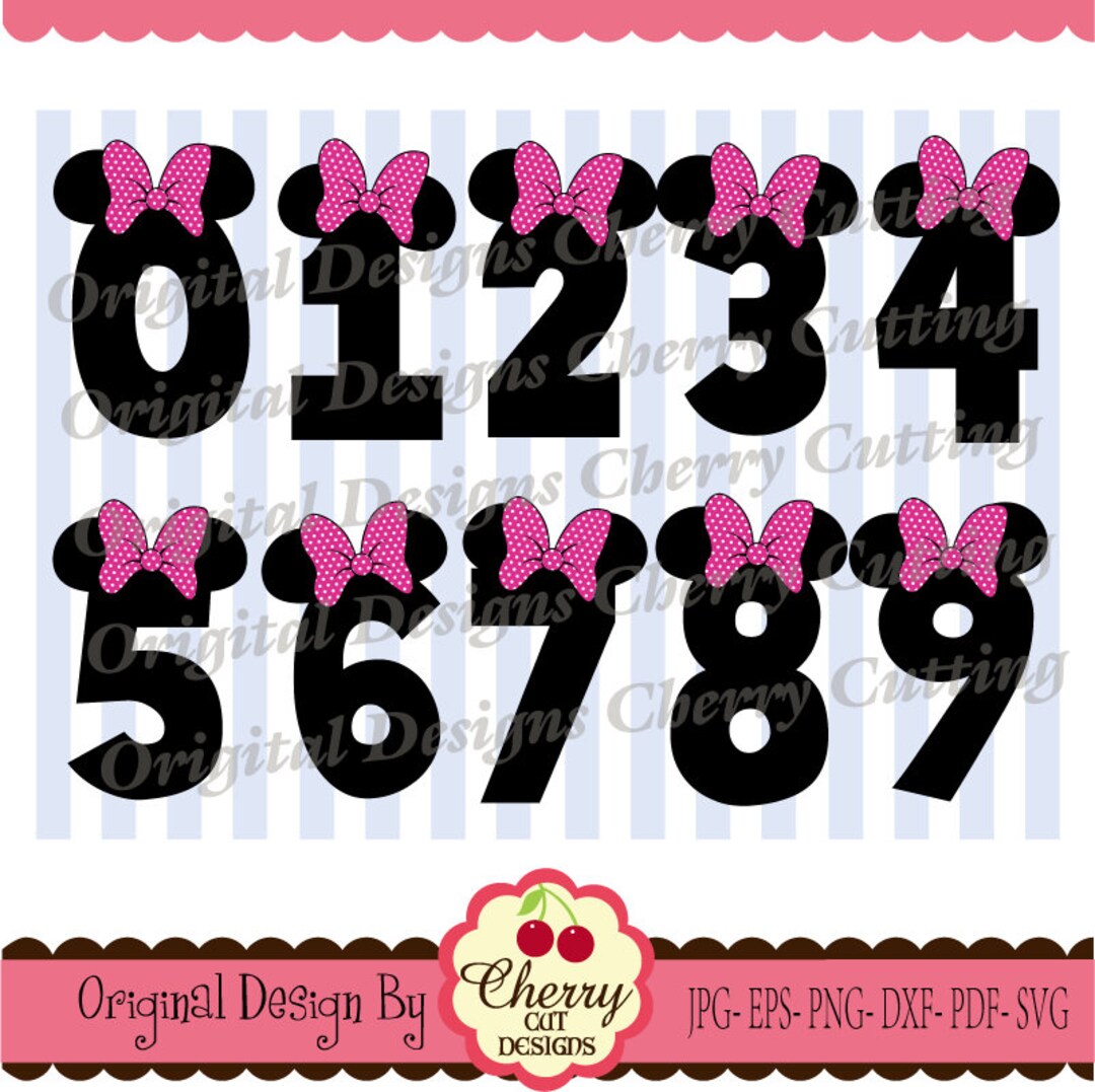 Minnie Mouse Birthday Numbers SVG Cut Files: 0-9 (digital Download) - Etsy