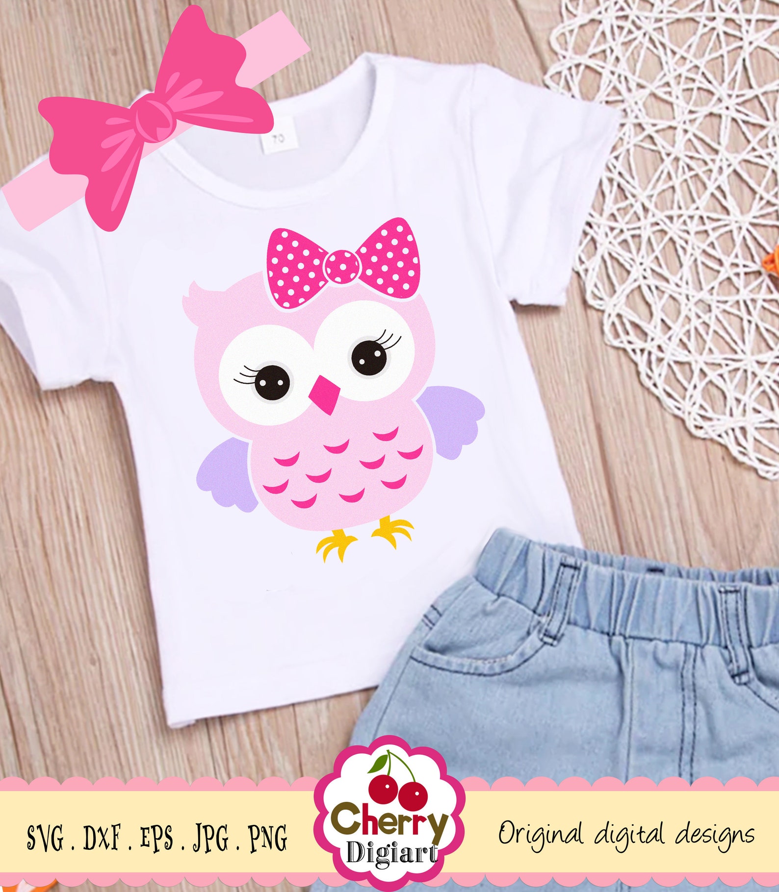 Owl Svg Sweet Owl With Bow Girly Owl on a Branch Svg - Etsy