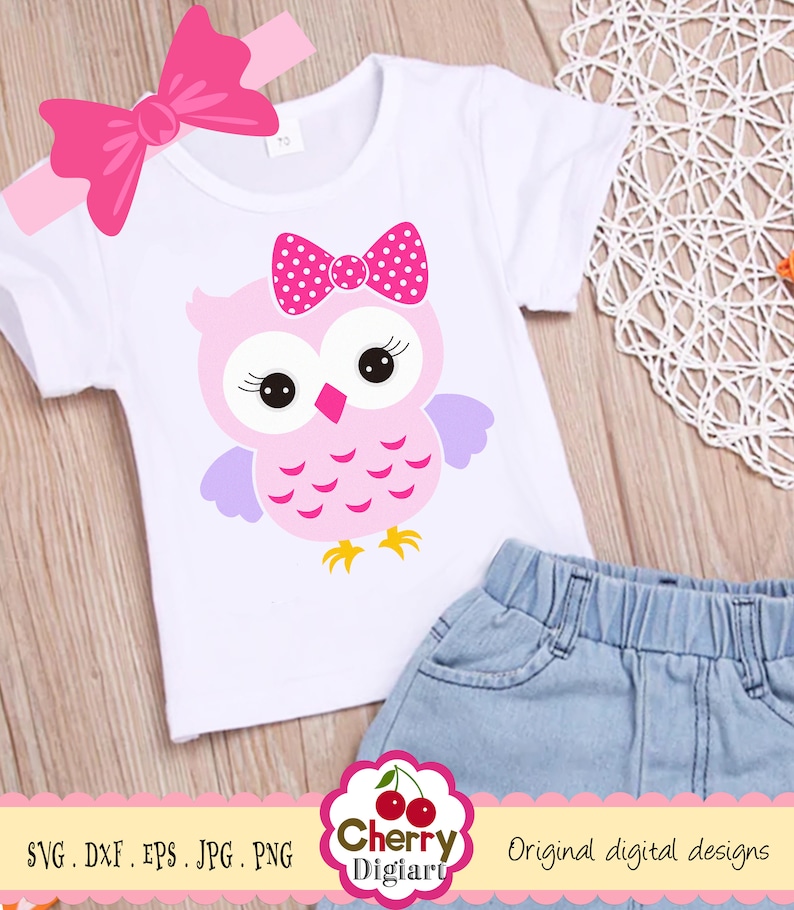 Owl Svg Sweet Owl With Bow Girly Owl on a Branch Svg - Etsy