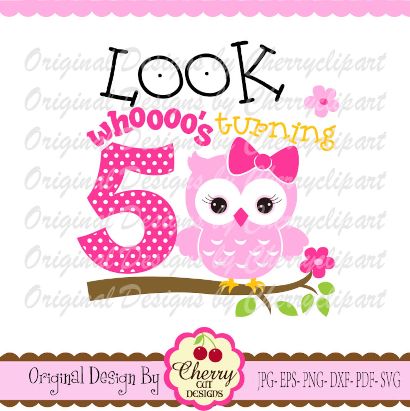 5th Birthday Owl SVG: Number 5 Cut File (digital Download) - Etsy